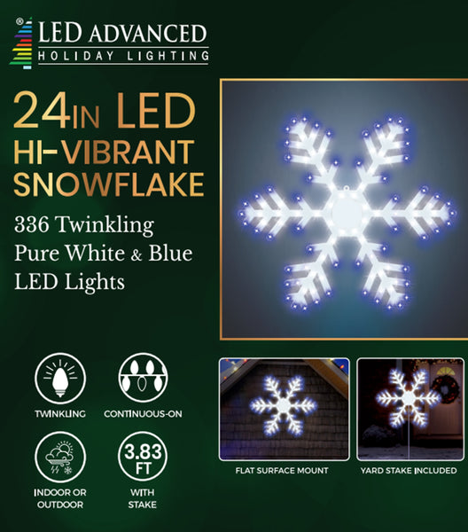 24" Hi-Vibrant LED Twinkling Snowflake Christmas Decoration – American Sale