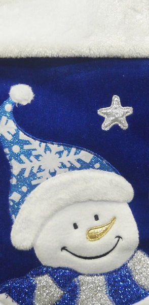 Blue Velvet Snowman Stocking | Festive Blue Christmas Stockings ...