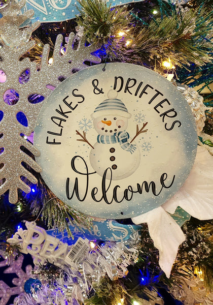 Glitter Metal Flakes Welcome Sign | Wreath Signs | Christmas Signs ...