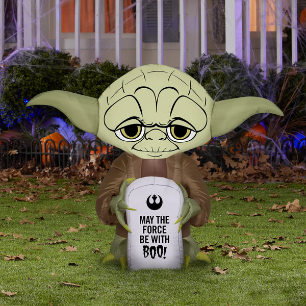 3' Airblown® Yoda with Tombstone Halloween Inflatable