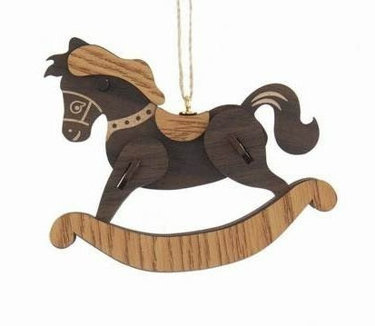 Wooden Rocking Horse Ornament | Wooden Christmas Ornaments – American Sale
