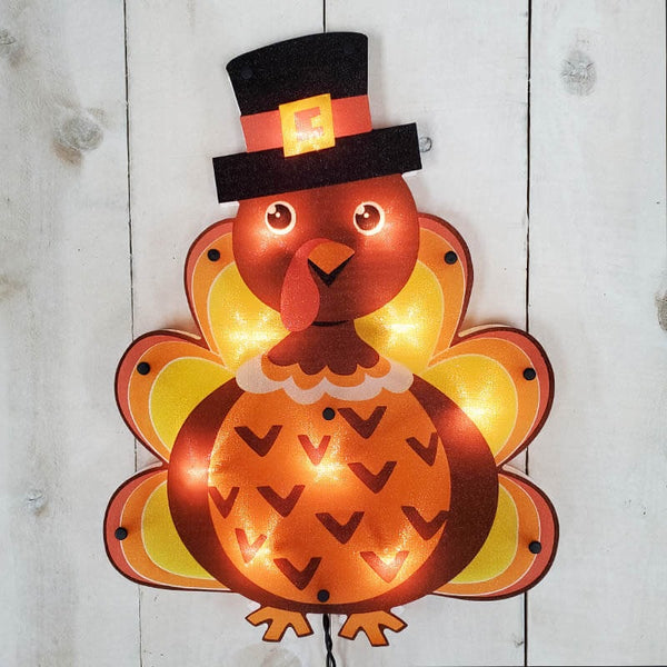Harvest Shimmer Lighted Turkey Ornamental | Thanksgiving Decoration ...