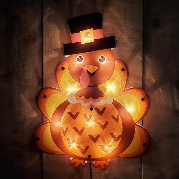 Harvest Shimmer Lighted Turkey Ornamental | Thanksgiving Decoration ...