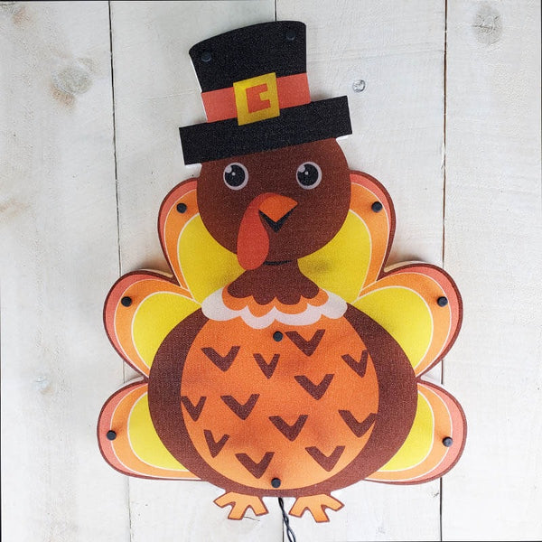 Harvest Shimmer Lighted Turkey Ornamental | Thanksgiving Decoration ...