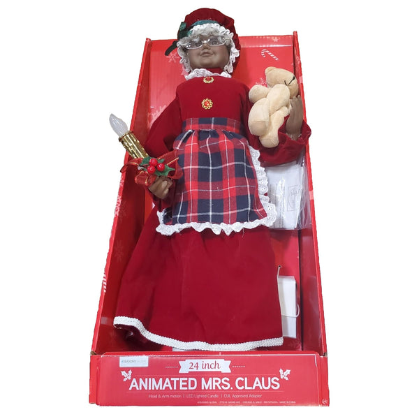 24" Animated African American Mrs. Claus with Lighted Candle – American ...