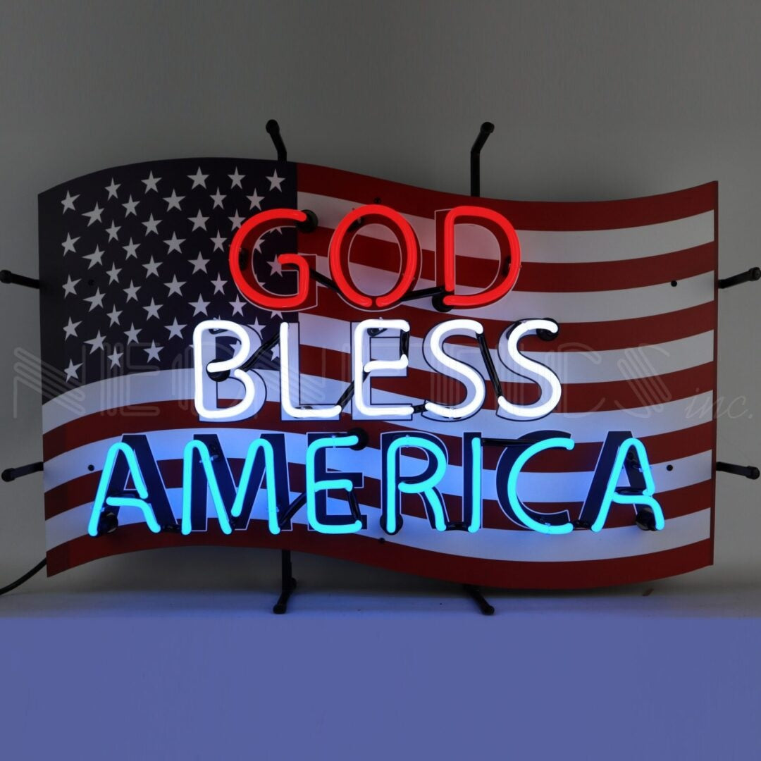 God Bless America Neon | Patriotic Decor | American Flag Neon ...