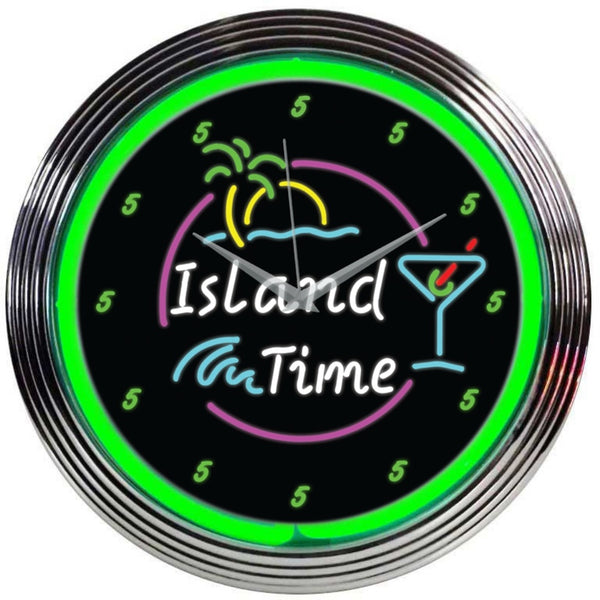 Neonetics Island Time Neon Clock | Neon Island Time Clock | Neons ...