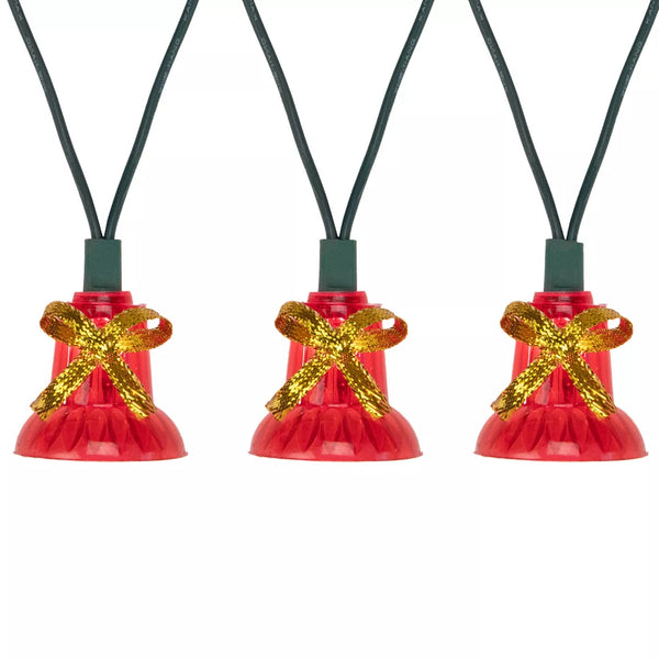 40 Musical Red Bell Lights with Gold Bows | Christmas Carol Lights ...