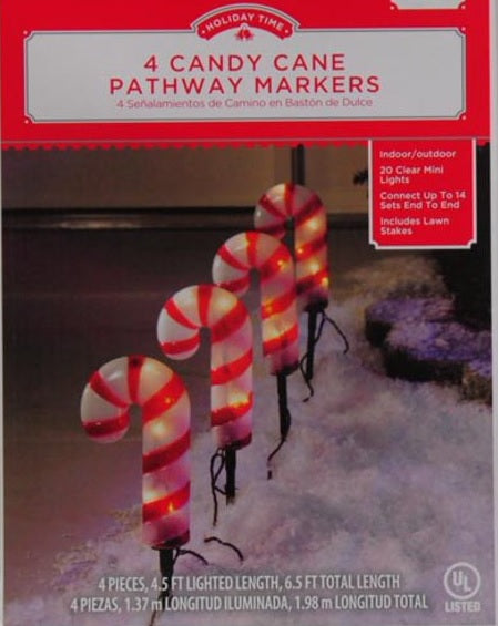 Set of 4 Candy Cane Pathway Christmas Lights | Driveway Lights ...