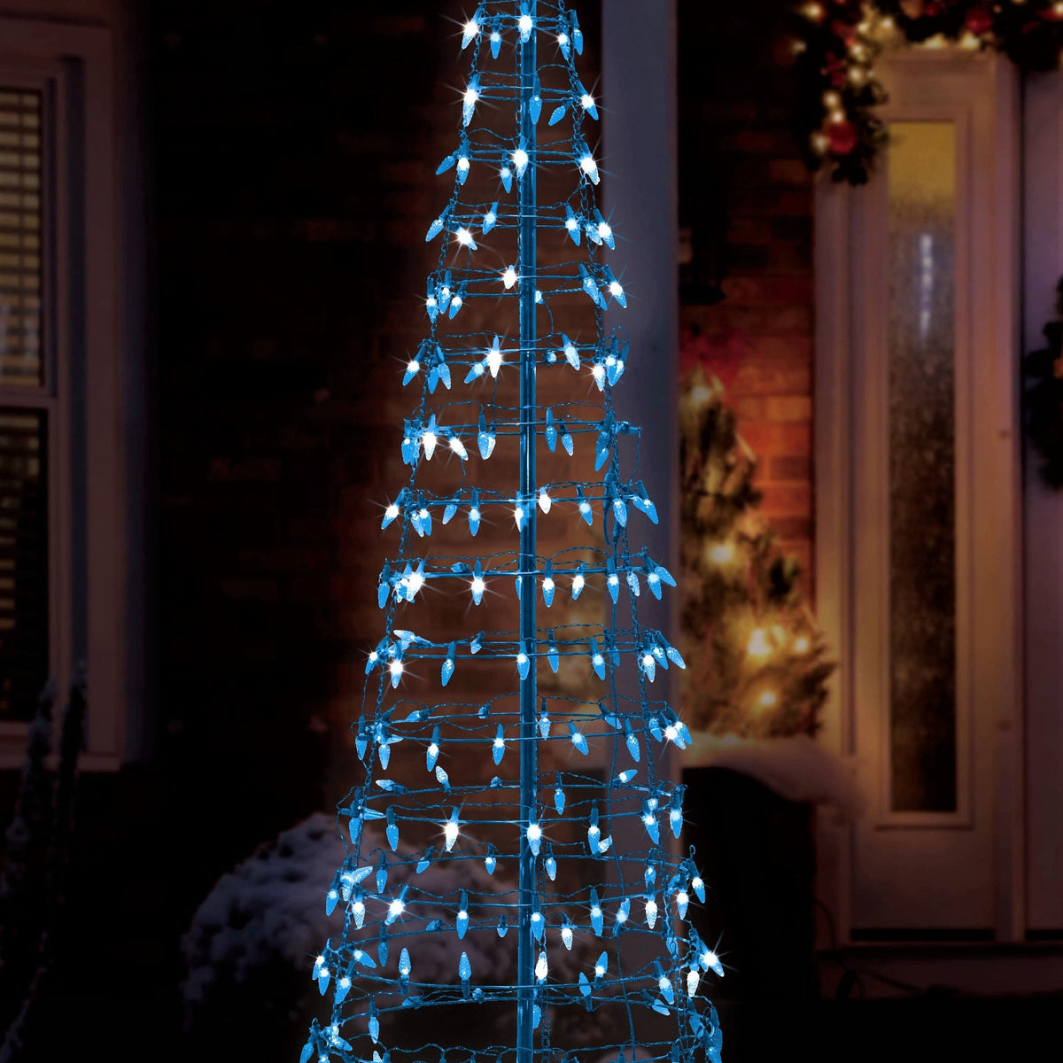 Wire Cone Tree Outdoor Decoration with Twinkling LED Lights – American Sale