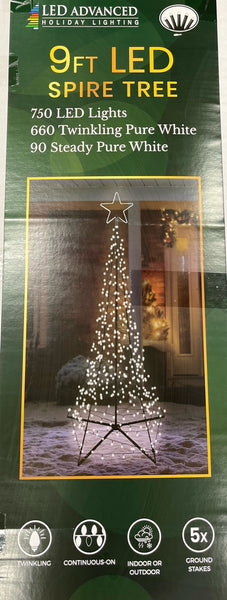 9' LED Spire Tree With Star Yard Art Decoration | Outdoor Decorations ...