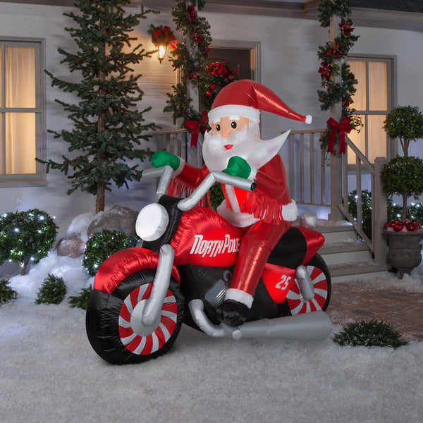 6' Airblown® Outdoor Inflatable Luxe Santa on Christmas Motorcycle ...