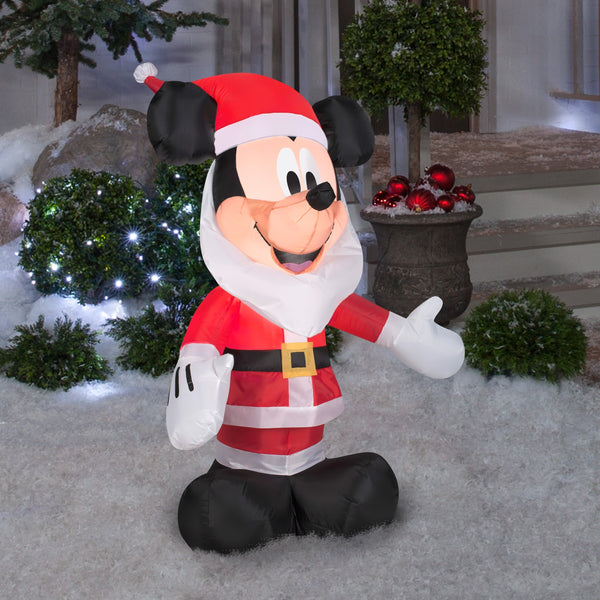 Mickey Mouse with Santa Beard Inflatable Disney Holiday Decor ...